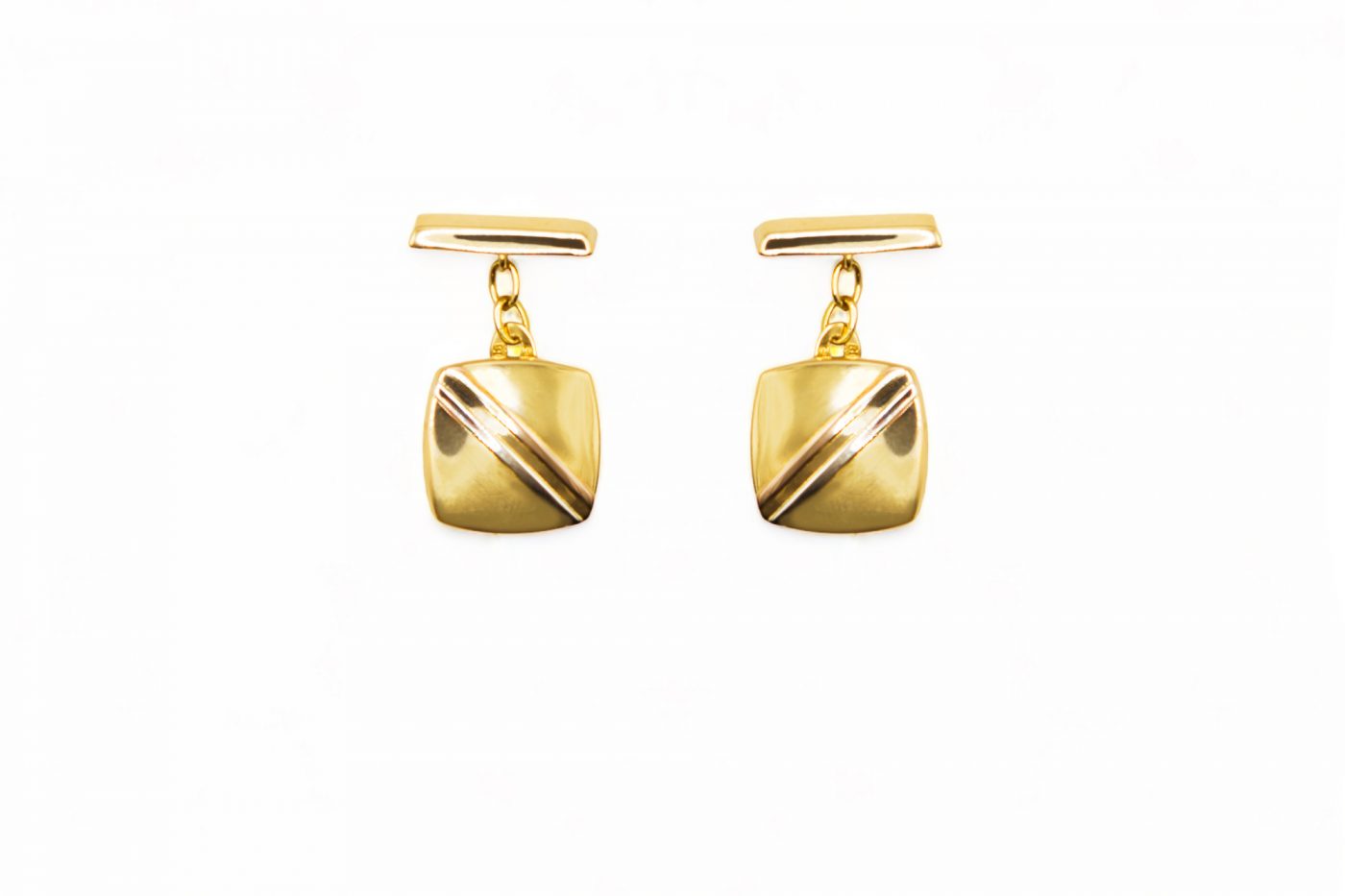 Gemelos oro brillo-mate cuadrados - Orobriz Carmen Joyeria